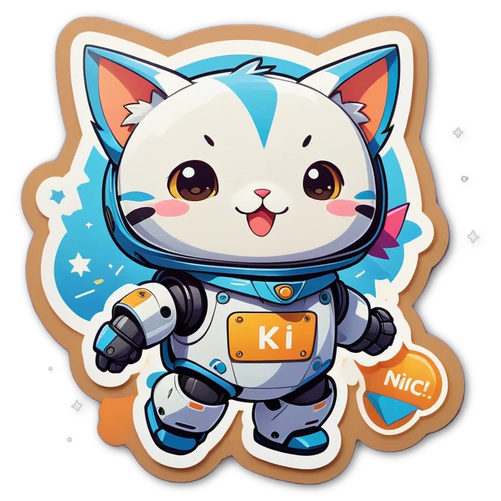 Here's the translation: Kawaii. Draw a sticker image in a poster-style ...