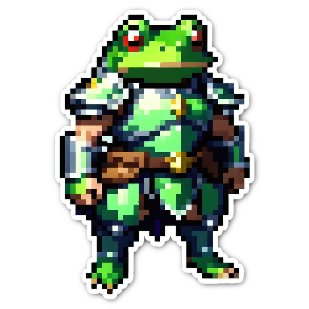 Frog in Armor, anime 像素 贴纸, 下载 PNG | UltraSticker