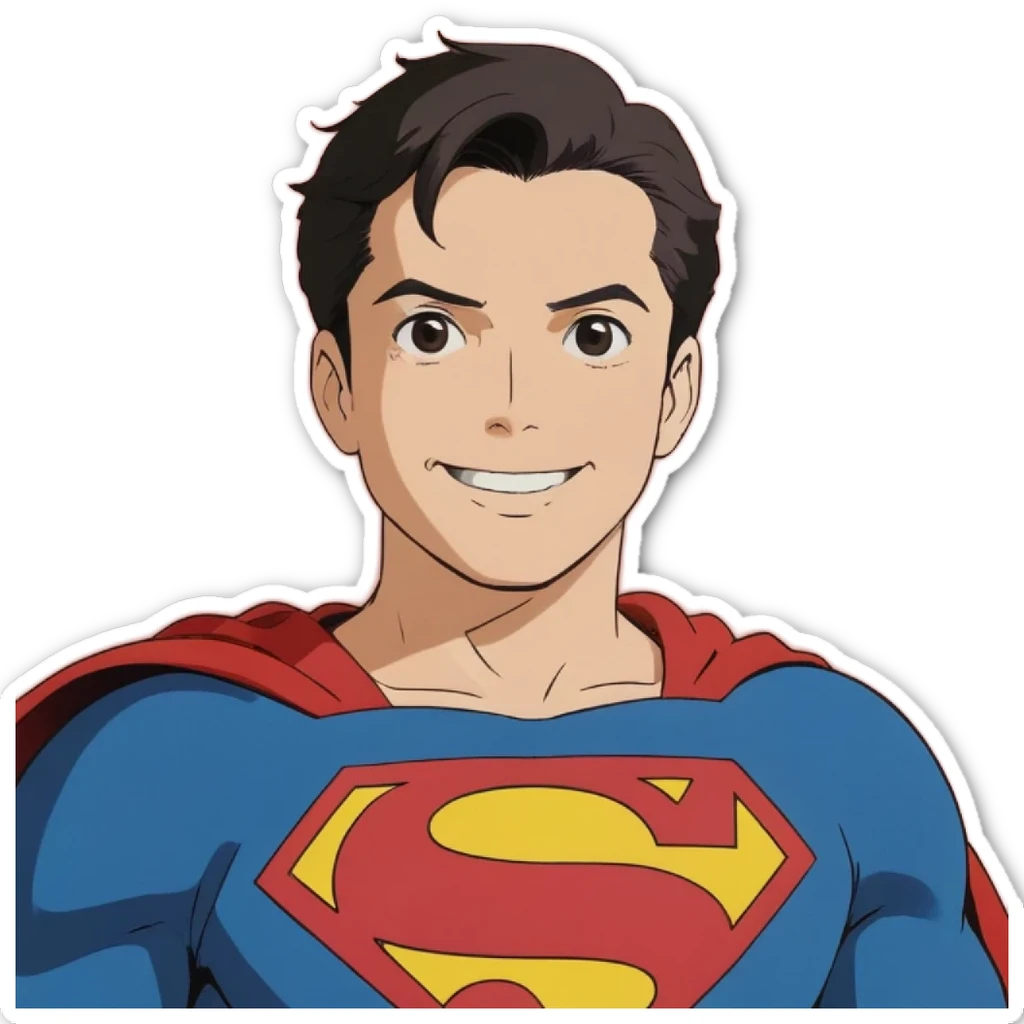 Adhesivo smiling superman Anime, Descarga en PNG | UltraSticker